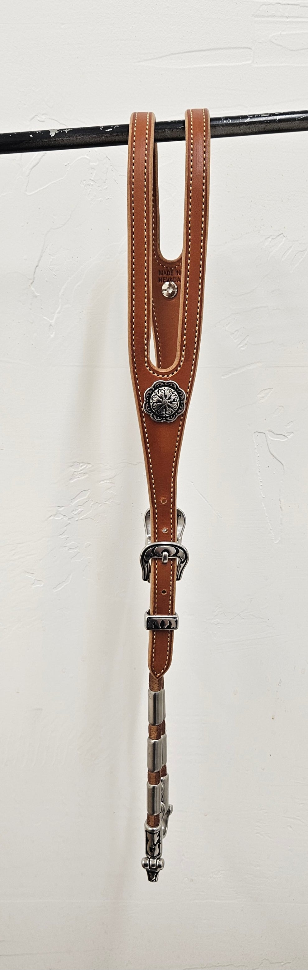 Round cheek straight split ear headstall – Tony Pedrini Leatherworks